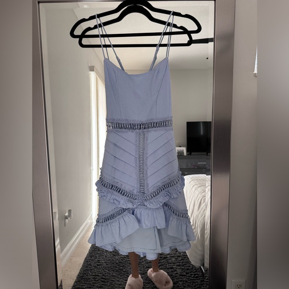 Hello Molly | Dresses | Hello Molly Ruffle Detail Light Blue Dress ...